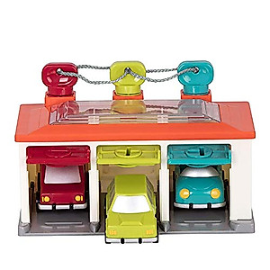 Battat – Car & Color Sorting Playset – Cause-And-Effect Toy – Push & Go Cars – Color-Coded Matching – 2 Years + – 3-Car Garage
