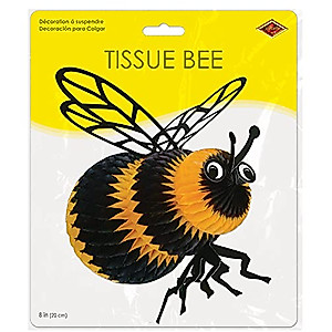 Beistle Spring Summer Party Tissue Paper Bumblebee Bee Hanging Decoration Baby Shower Party Supplies Gold/Black 8" x 10"