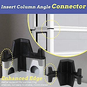 Terixe 16 Pcs Post Inserts Connectors for Whalen and Costco 5 Shelf Heavy Duty Shelving Unit - PP Plastic, Injection Molded, Sturdy Support - Black, Includes 8 Post Corner Connectors and 8 Post Caps