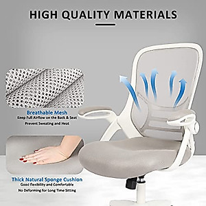 Office Chair Ergonomic Mesh Swivel Computer Task Desk Chair Comfortable, Flip-up Arms, Adjustable Height (Grey)