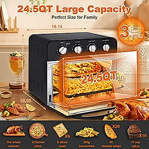 GeekChef Air Fryer Oven, 24.5QT Toaster Oven Air Fryer Combo with 4 Accessories, Large Convection Ovens Countertop, 100 Online Recipes, Black