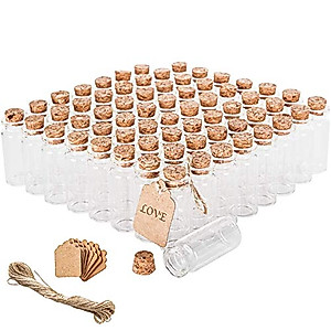 Brajttt 64PCS Cork Stoppers Glass Bottles, DIY Decoration Small Tiny Glass Jars Favors,Mini Vials Cork,10ml Storage Container for Art Crafts for Wedding Party Supplies