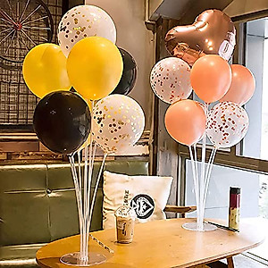 Table Balloon Stand Kit - 7 Sets,Reusable Clear Balloon Holder Stand for Table with Balloon Flower Clips,Glue Dot for Birthday Wedding Party Decorations,Christmas,Happy Birthday Balloons Decorations