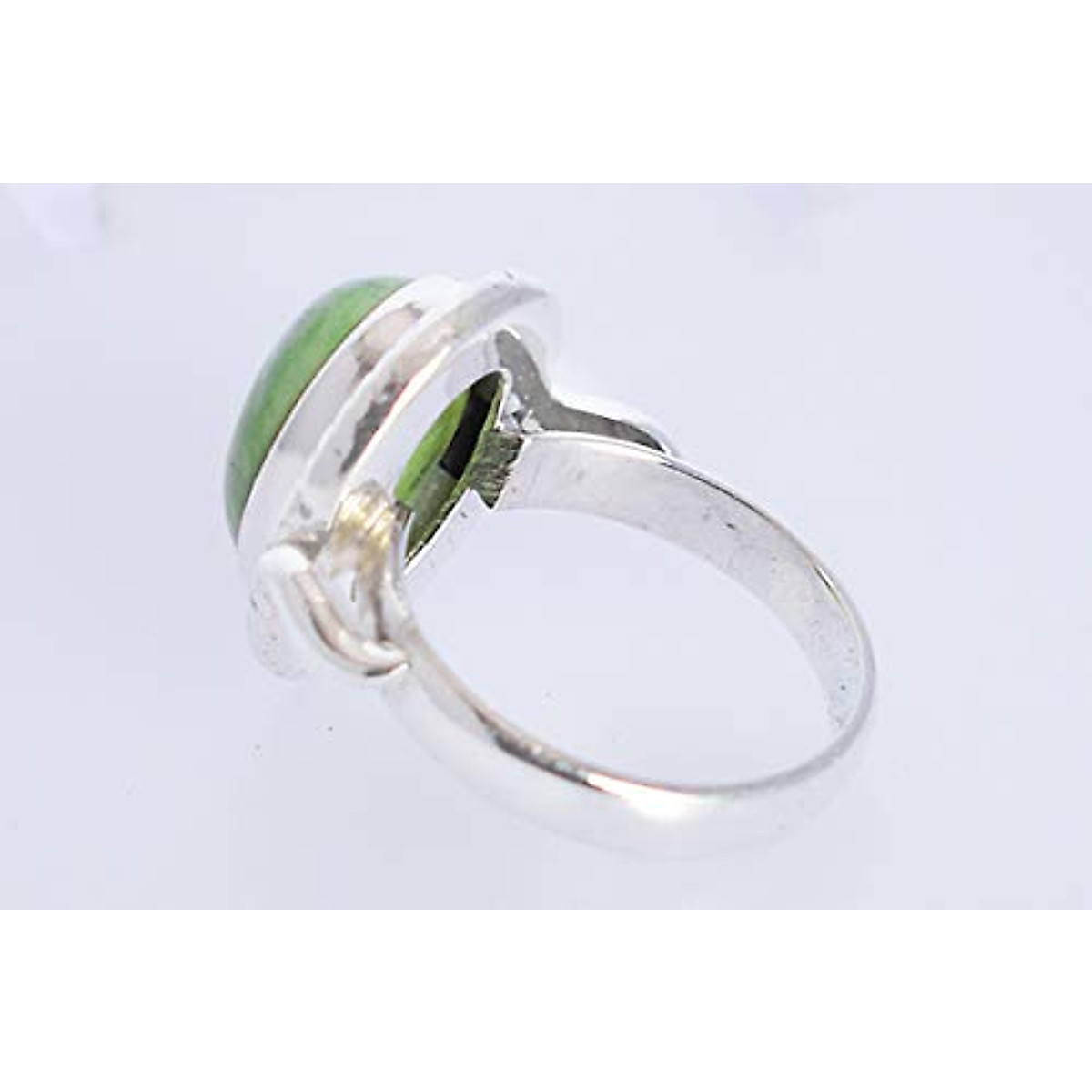 Ravishing Impressions Green Gaspeite Bridal-Wedding Unique Beautiful 925 Sterling Silver Women's Ring
