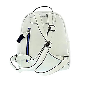 Pierre Cardin White Leather Classic Medium Double Zip Fashion Backpack for womens