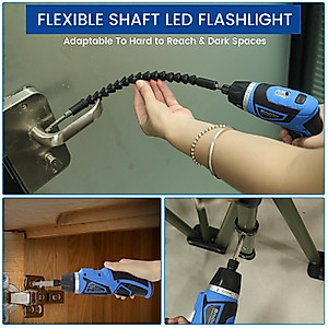 MXMZHXU Cordless Screwdriver, 8V Max 10Nm Electric Power Screwdriver with 47 Accessories, 6+1 Torque, Pivoting Handle, 2000mah Rechargeable Screw Gun & Bit Set with LED Light, Flexible Shaft