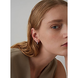 Silver Hoop Earrings for Women - Sterling Silver Hypoallergenic Cubic Zirconia Huugie Hoop Earrings Minimalist Dainty CZ Hoop Earrings Mother's Day Gifts