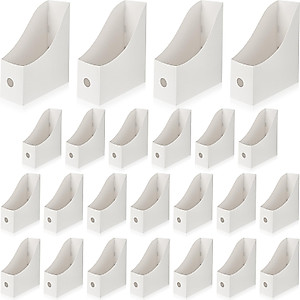 Harloon 24 Pcs Plastic Magazine File Holder Desk Storage Folder Organizer Cardboard Shelves Heavy Duty Document Box Vertical Book Bin File Rack for School Home Classroom Office (Multicolor)