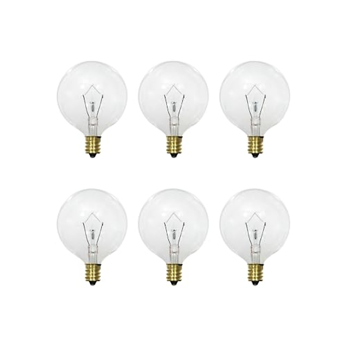 Sylvania Incandescent 25W G16.5 Decor Globe Light Bulb, E12 Candelabra Base, Clear Finish 2850K Warm White, 6 Pack