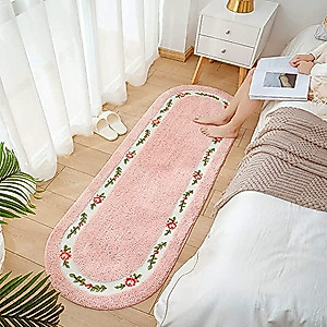 Beautiful Rose Flower Area Rugs for Living Room Bedroom Super Soft Bathroom Rugs Non Slip Door Mat Kitchen Mat 17.71x49.21 Inch
