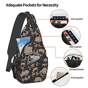 Cool Skull Sling Bag Crossbody Backpack Shoulder Bag Casual Daypacks For Men Women Cycling Hiking Travel