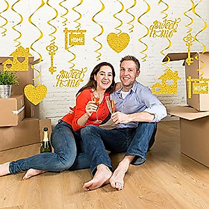 40 Pieces Housewarming Party Decorations Welcome Home Decorations Glitter Gold Hanging Swirls Welcome Home Party Hanging Swirl Supplies Housewarming Hanging Signs for Welcome Home Party Decorations