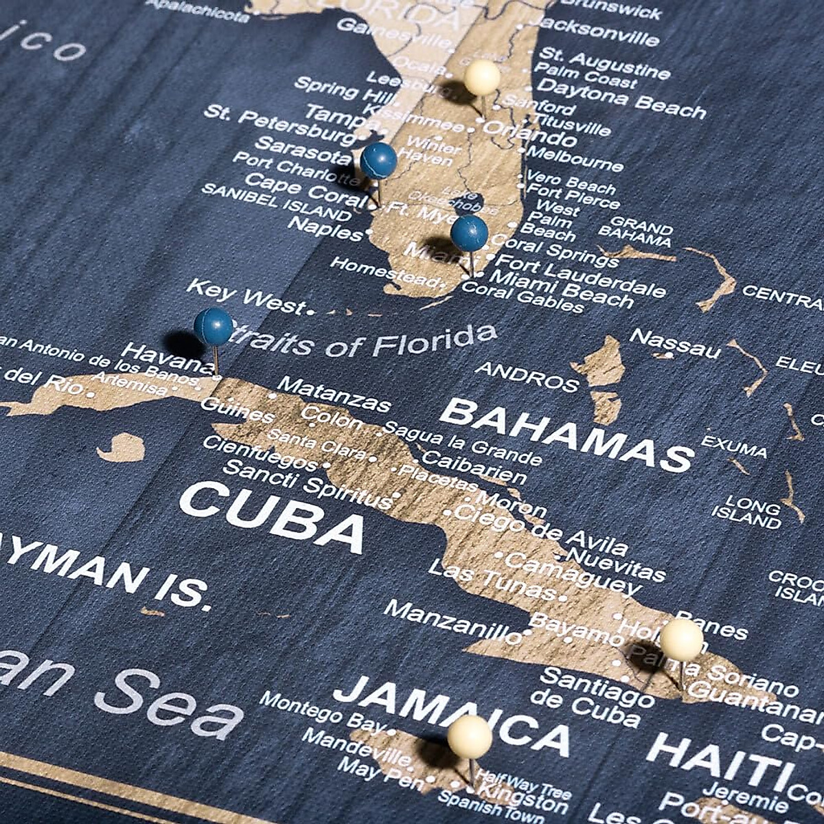 Conquest Maps Push Pin USA Map Board - with Push Pins to Mark USA Travel - Handmade in Ohio, USA - Design: Deep-Sea Drift (48" x 32")