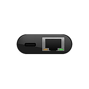 Belkin USB C To Ethernet + Charge Adapter - Gigabit Ethernet Port Compatible with USB C Devices - USB C to Ethernet Cable For MacBook Air, MacBook Pro & Windows - Ethernet to USB C Adapter - Black