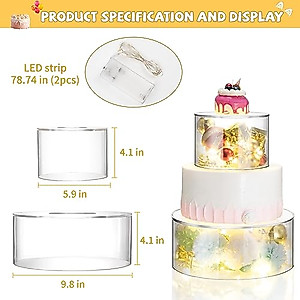 2 Pcs Wedding Birthday Fillable Cake Stand Holder with Lid, Clear Acrylic Dessert Table Centerpieces Display Risers Cake Cupcake Pedestal Tier Stand Set, 2 Size(6, 10 Inch) Cake Stands for Party