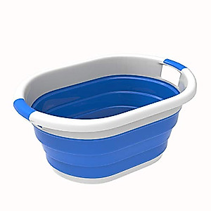 Collapsible Laundry Basket- Space Saving Pop Up Clothes, Multiuse Organizer/Storage Container with Comfort Grip Handles by Lavish Home (Blue)