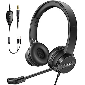 Headsets with Microphone for Laptop, 3.5mm Wired Computer Headset Super-Lightweight Noise Cancelling Headphones with in-line Control Volume & Mute, PC Headset Perfect for Classroom, Home or Office