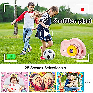 Taoist Kids Camera with 1080P 2 Inch IPS Screen ,HD Digital Video Cameras Toys for Toddler, Camera Camcorder for Children,Best Gifts for 3 4 5 6 7 8 9 10 Years Old Girls Boys with 32GB SD Card(Pink)