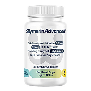 SilymarinAdvanced Liver Health Supplement for Small Dogs, S-Adenosylmethionine (Same) and Silybin, Liver Tablets, Cognitive Support, 30 Tablets