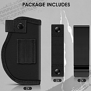 2 Pack Gun Holster, Concealed Carry Holsters for Women Men, Universal Holster for Pistol, IWB Holster for Most Compact Subcompact P365 P938 Glock 19 26 27 43 Taurus G3C SCCY CPX-2 M&P Shield 9mm