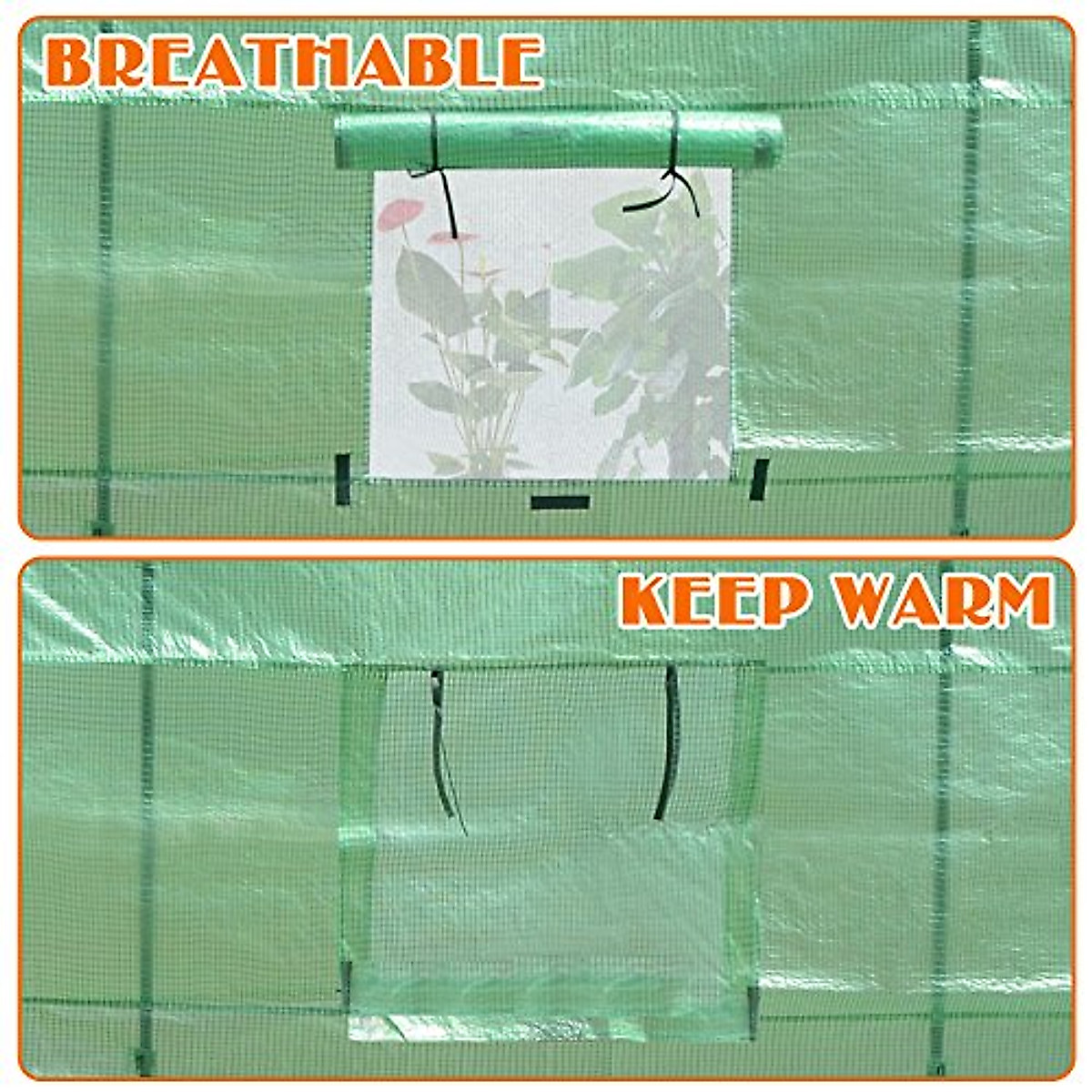 Strong Camel Portable Greenhouse Large Walk in Green Garden Hot House Outdoor Plant Tunnel Tent (12' X 7' X 7' (2))