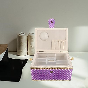 Sewing Storage Organizer with Lid Double-Layer Sewing Box Organizer Accessories Storage Bag Sewing Gifts for Kit, Scissors, Thread, Pins, Needles, Clips Purple