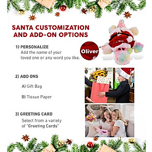 DolliBu Santa Rainbow Alligator Plush Stuffed Animal Plush Toy - Soft Wild Animal Dress Up with Red Santa Claus Outfit, Wildlife Gift, Holiday with Name Personalization - 12 Inch