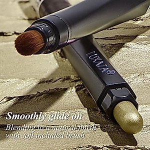 LUXAZA Cream Single Eyeshadow Stick with Blending Brush, Hypoallergenic Eye Shadow Stick Makeup, Pro Waterproof & Long Lasting Eye Brightener Stick,Eyeshadow Pencil Crayon Shimmer #101