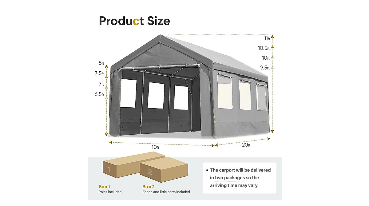 Heavy Duty Carport Canopy with Ventilated Windows