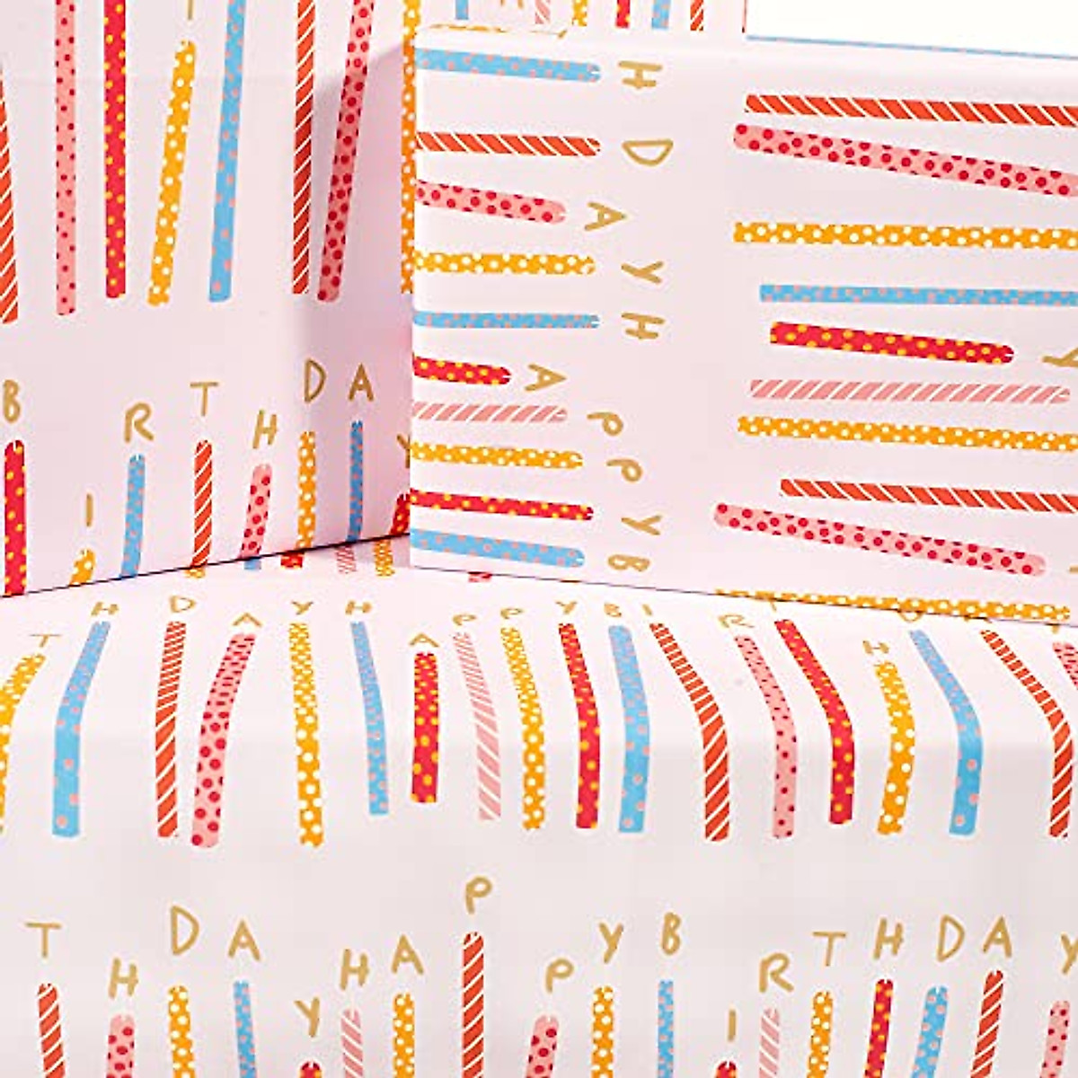CENTRAL 23 - Happy Birthday Wrapping Paper - 6 Gift Wrap Sheets - Bday Candles - For Men Women Boys Girls - Made in the UK - Recyclable