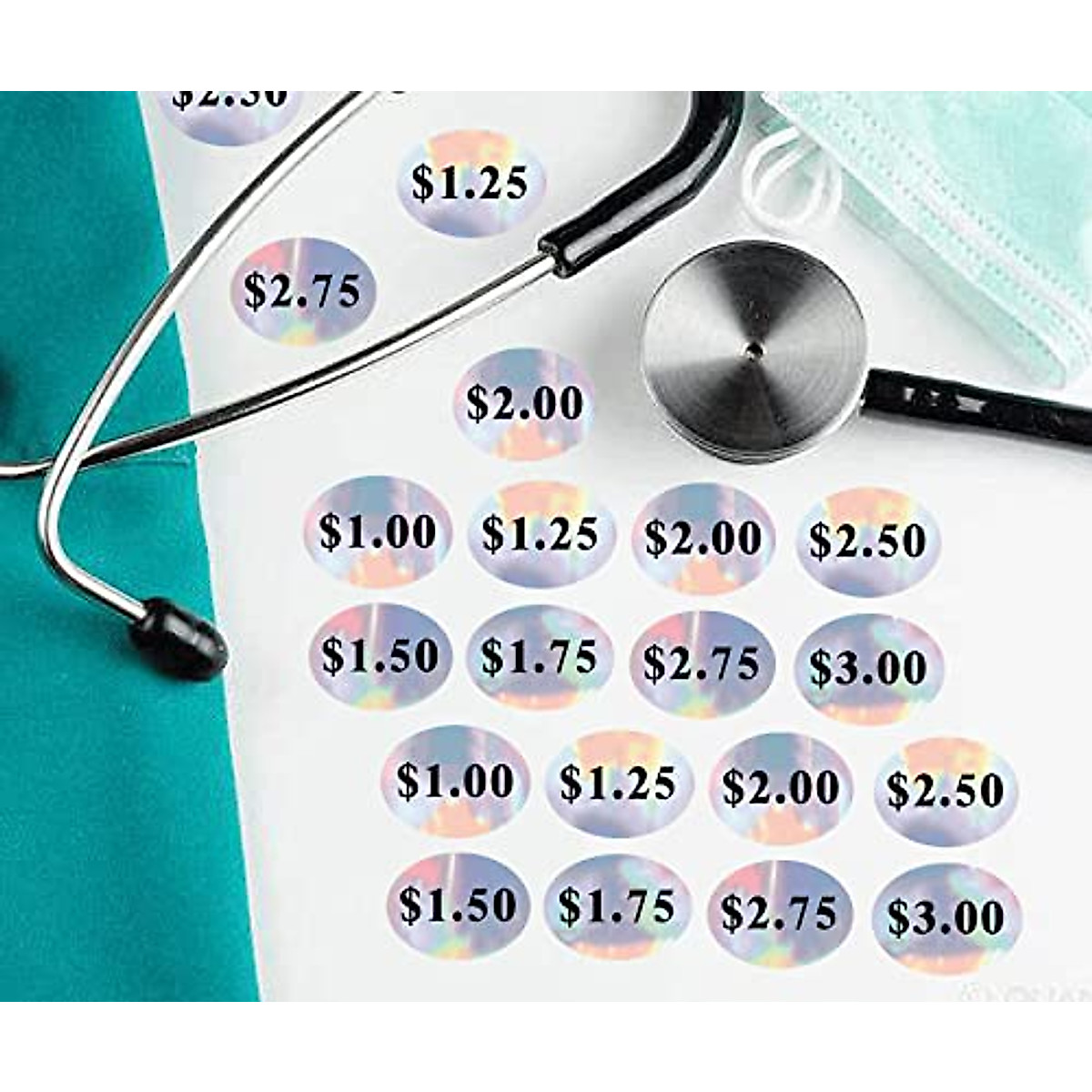 Holographic Vending Machine Price Labels Soda Snack $1.00 $1.25 $1.50 $1.75 $2.00 $2.50-3/4 x 1 Inch Vending Machine Labels Sales Stickers for Business 720 Pcs