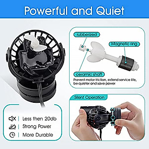 hygger Aquarium Wave Maker Circulation Pump, 1320 GPH Ultra-silence Fish Tank Powerhead with Strong Magnet Suction Base for Freshwater or Saltwater Fish Tank, 360° Rotating Submersible Water Pump