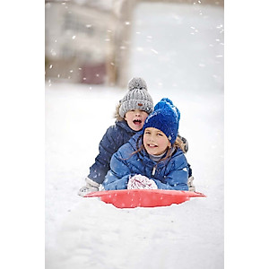 Superio Toboggan Snow Sled for Kids and Adults, 36" and 48" Heavy Duty Plastic Slider with Handles and Hole for Pull Ropes- Kid and Adult Winter Fun, 3 Pack (Red, Yellow, Blue-36)