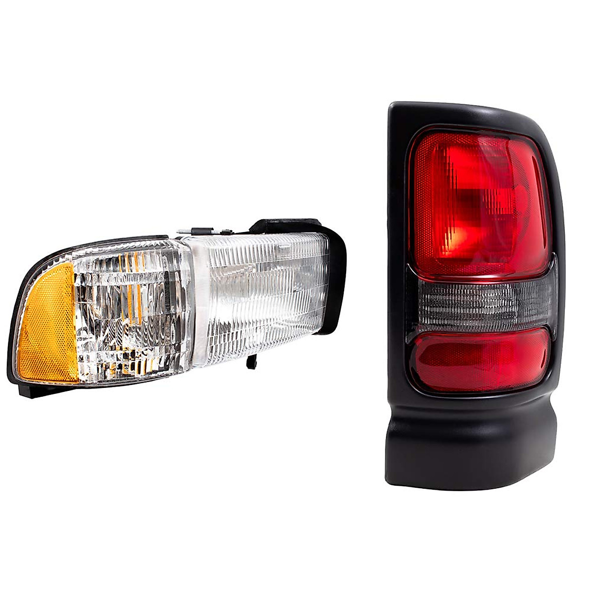 Brock Replacement Set Headlights with Corner Lamp and Tail Lights Smoked Back Up Lens