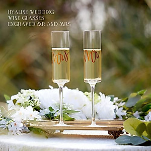 AW BRIDAL Wedding Champagne Glasses, Champagne Flutes set of 2, Crystal Champagne Flutes for Mr and Mrs Wedding Gift Bridal Shower Gift Engagement Gift for Bride and Groom