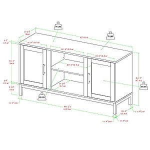 Walker Edison Modern Glass and Wood Universal TV Stand with Open Storage For TV's up to 58" Flat Screen Living Room Storage Entertainment Center, 52 Inch, White