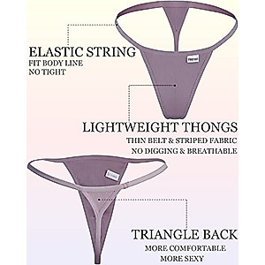 FINETOO 6 Pack G String Thongs for Women Cotton Panties Low Rise Stretch T-back Tangas Sexy Underwear Womens S-XL