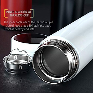 Fortyone Thermos Cup Coffee Thermos Bottle Coffee mugstainless Steel Cup Vacuum Insulated Cup With temperature display Keep Drinks Hot or Cold (White)… (White)