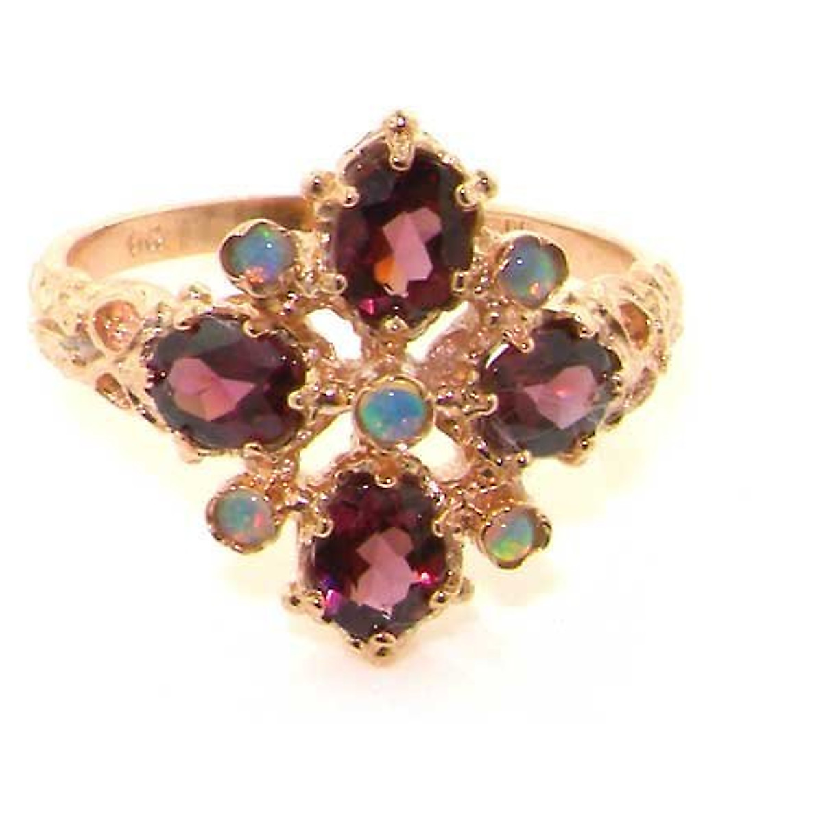 LetsBuyGold 14K Solid English White Gold Ladies 9 Stone Aquamarine Ring - Size 7