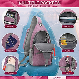 ZOMAKE Small Sling Bag-Travel Sling Backpack, Waterproof Hiking Cycling Crossbody sling pack for Men Women(Purple)