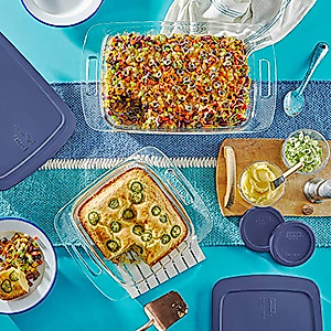 Pyrex Easy Grab 8-Piece Glass Baking Dish Set with Lids, Glass Food Storage Containers Set, 13x9-Inch, 8x8-Inch & 1-Cup Storage Containers, Non-Toxic, BPA-Free Lids, Bakeware Set
