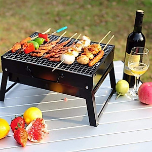 BBQ Grill Outdoor Charcoal Grill Barbecue Tool Set Portable Compact Design BBQ Grill for Outdoor Campers Travel Park Beach Party