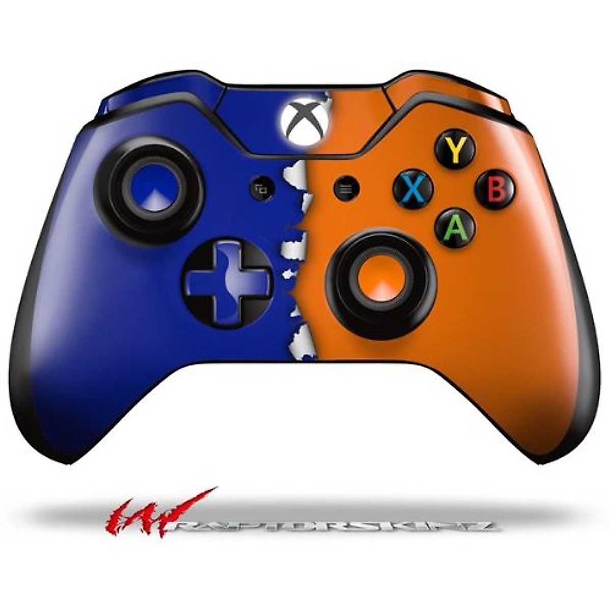 WraptorSkinz Decal Style Vinyl Skin Wrap Compatible with Xbox One Original Wireless Controller Ripped Colors Blue Orange - (Controller NOT Included)