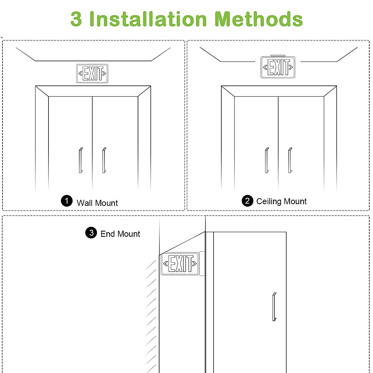 hykolity LED EXIT Sign with Double Face and Battery Backup, Red Letter LED Emergency Exit Lights, 120-227V, for Home & Business- 2pack