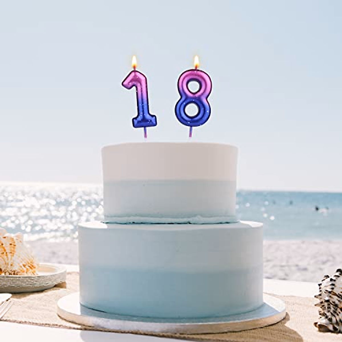 TOYMIS 2.4in Birthday Candle, Purple Blue Gradient Number Birthday Candles for Cake Number Candle Decoration for Kids Adults Birthday Party Wedding Anniversary Graduation Ceremony (3)