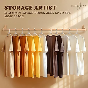 HOUSE DAY White Plastic Hangers 60 Pack, Plastic Clothes Hangers Space Saving, Sturdy Clothing Notched Hangers, Heavy Duty Coat Hangers for Closet, Laundry Hangers for Adult Coat, Suit, Shirt, Dress