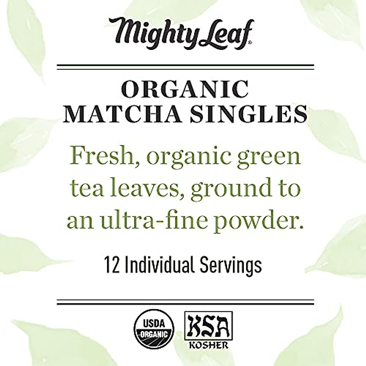 Mighty Leaf Tea, Organic Matcha Green Tea Powder - 100% Unsweetened Japanese Matcha, 12 Single Serve Packets