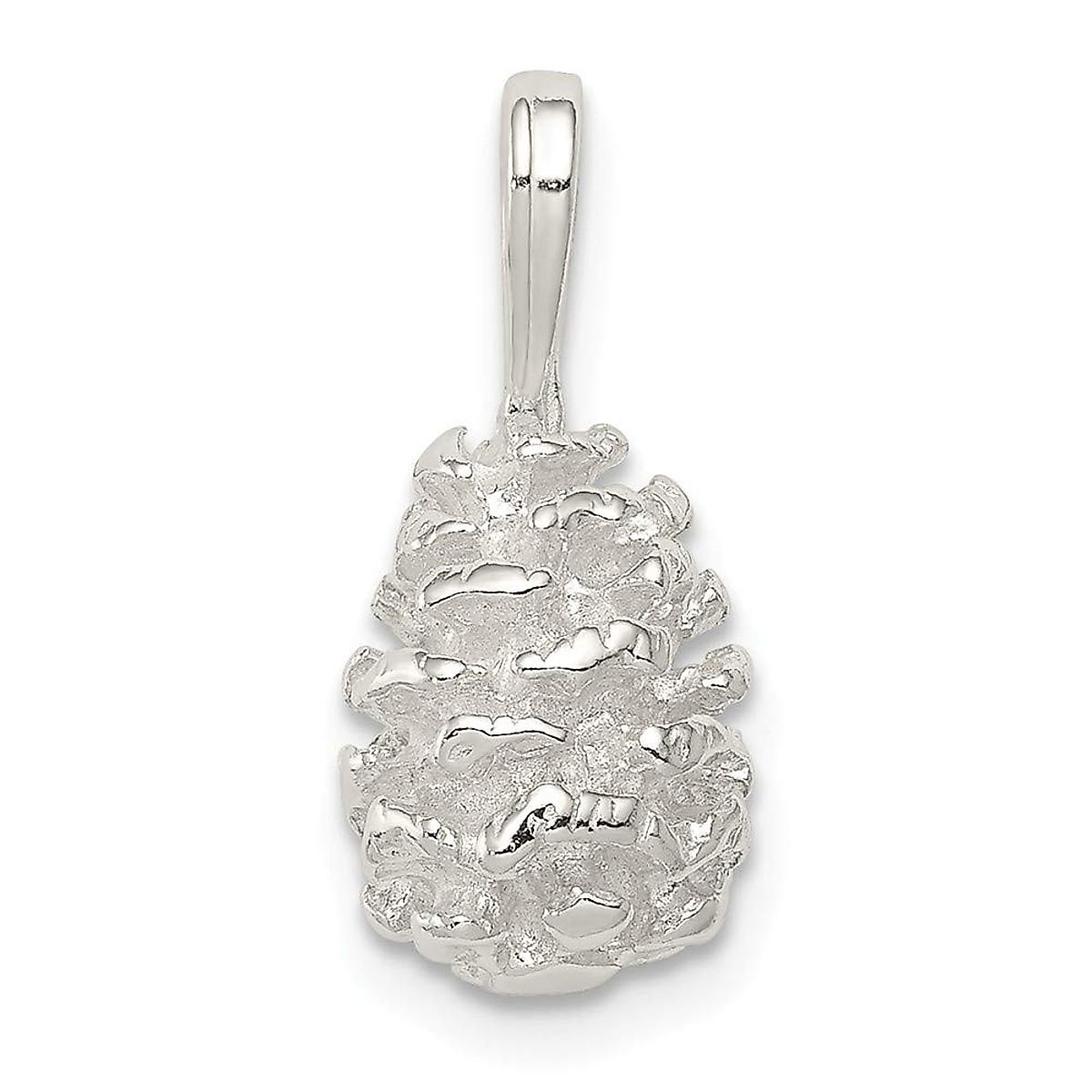 Solid 925 Sterling Silver Pinecone Charm Pendant - 17mm x 8mm