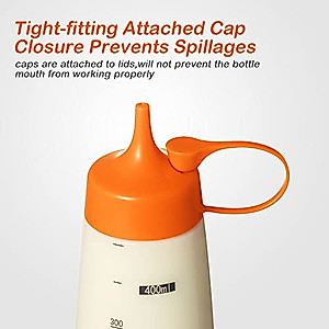 Premium 6 Pack 16 oz Plastic Condiment squeeze Bottles with Squeeze Top,Food Grade Squirt Bottle for Sauces,Hot Sauces,Syrup,Oil Dispenser,Salad Dressings Container,with extra 8 Chalk Labels and 1 Pen