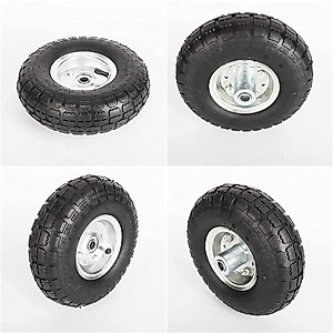 bimiti 4 Pack 10" Rubber Tires and Wheels Pneumatic Air Filled Heavy-Duty Replacement Wheels Tires with 5/8" Center Bearing All Purpose Utility Air Tires Wheels for Dolly Hand Truck Garden Cart